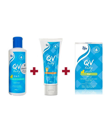 EasypayKw | كيو في - صابون اطفال + كريم مرطب للبيبي 100 جم + 2*1 شامبو وبلسم 200 جم + كريم مرطب ...