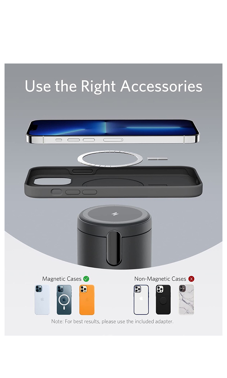 EasypayKw | شاحن 2 في 1 ماجو المغناطيسي اللاسلكي ، ماركة أنكر