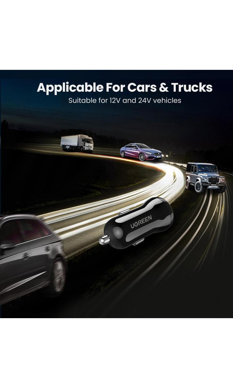 EasypayKw | شاحن سيارة صغير 5V4.8A (أسود) ، ماركة يوجرين