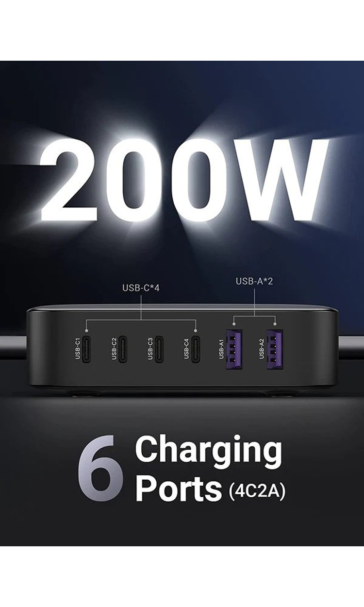 EasypayKw | شاحن سطح المكتب نيكسود بقوة 200 واط يو اس بي سي ، ماركة يوجرين