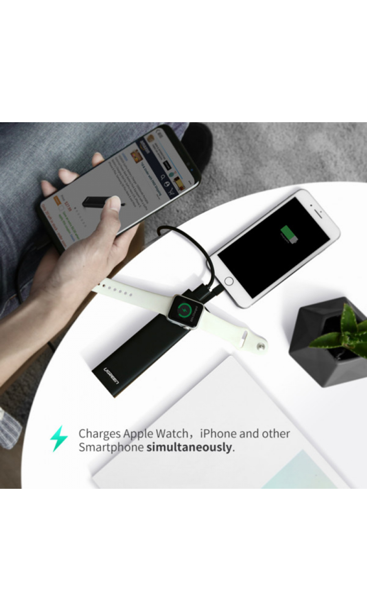 EasypayKw | يوجرين باور بانك بسعة 10.050 مللي أمبير مع شاحن مغناطيسي لساعة أبل باللون الأسود